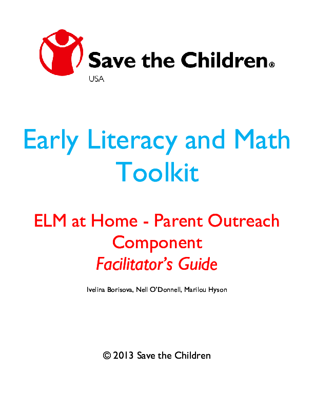 Emergent Literacy & Math Toolkit: Math at Home, Parent Outreach ...