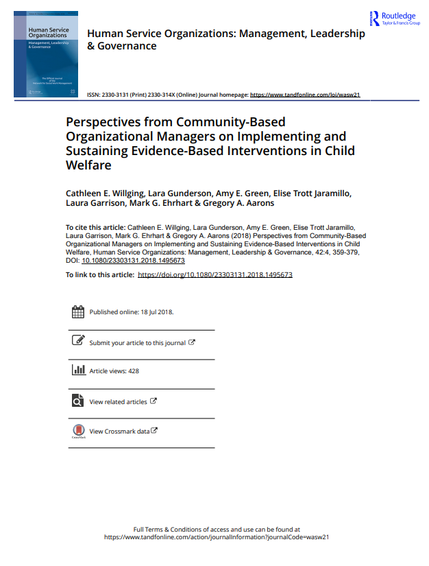 Perspectives from Community-Based Organizational Managers on ... Perspectives from Community-Based Organizational Managers on ...