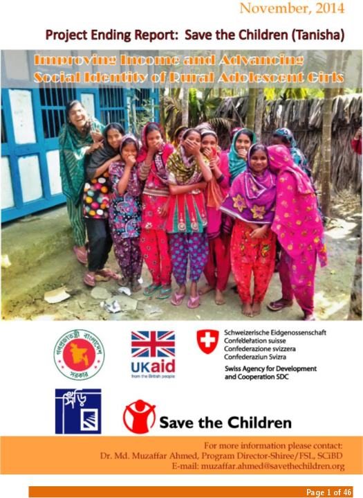 Improving Income and Advancing Social Identity of Rural Adolescent Girls: Project Ending Report ...