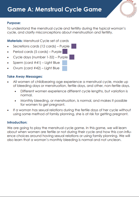 Pragati Game A: Menstrual Cycle Game | Save the Children’s Resource Centre