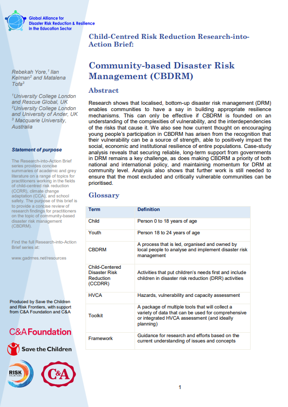 Research-into-Action Brief: Community-based Disaster Risk Management (CBDRM) | Save the Children ...