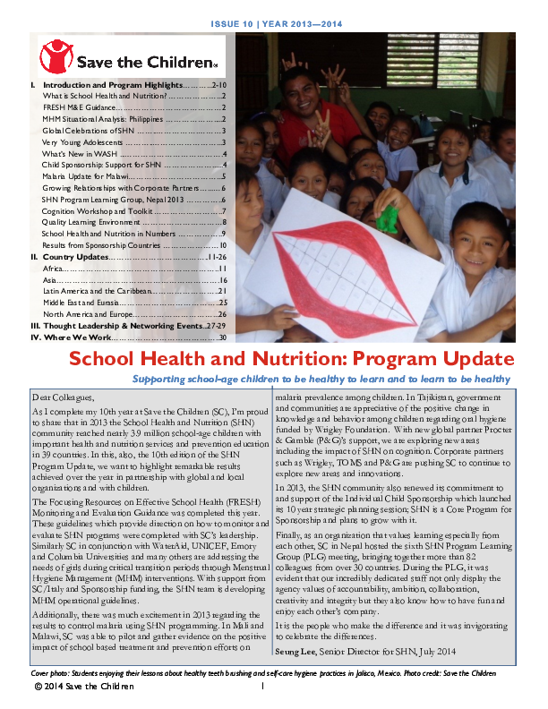 School Health and Nutrition Program Update: Issue 10 – 2014 | Save the ...