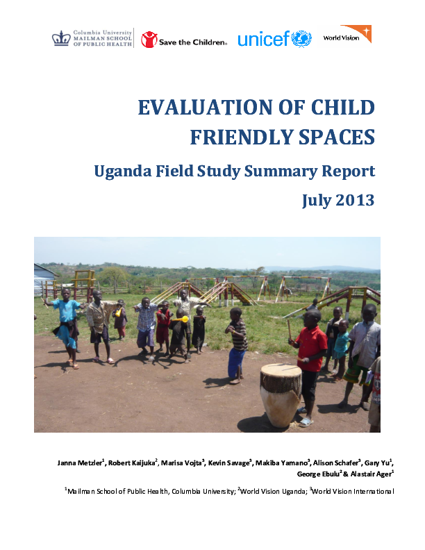 Evaluation of child-friendly spaces : Uganda Field Study Summary Report ...