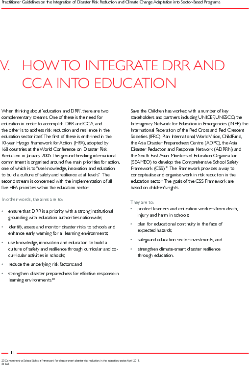 How to Integrate DRR and CCA into Education | Save the Children’s ...