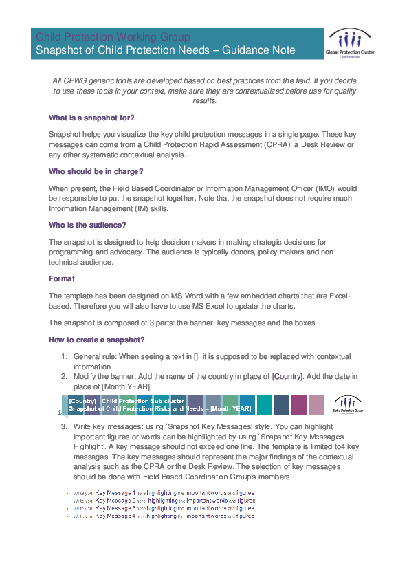 Child Protection Working Group Snapshot of Child Protection Needs ...