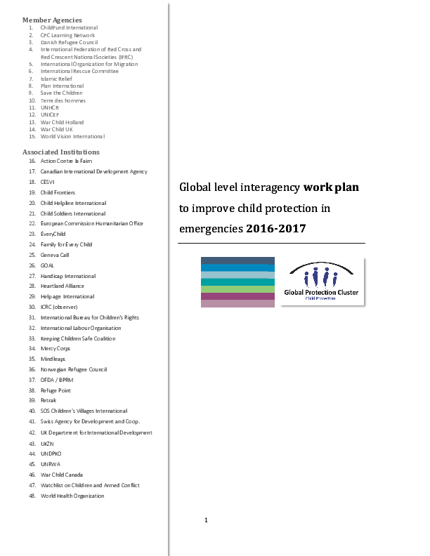 Global Level Interagency Work Plan to Improve Child Protection in ...