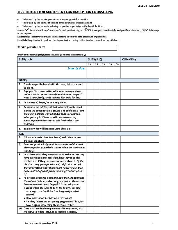 Checklists and Knowledge Test on Specific Clients | Save the Children’s ...