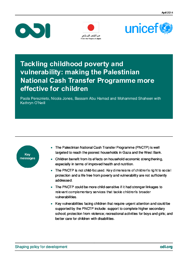 Tackling Childhood Poverty and Vulnerability: making the Palestinian ...
