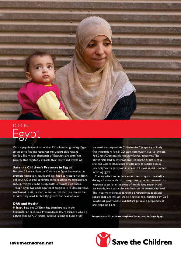 Country risk reduction profile: Disaster Risk Reduction in Egypt | Save ...