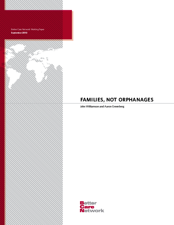 Families, Not Orphanages | Save the Children’s Resource Centre