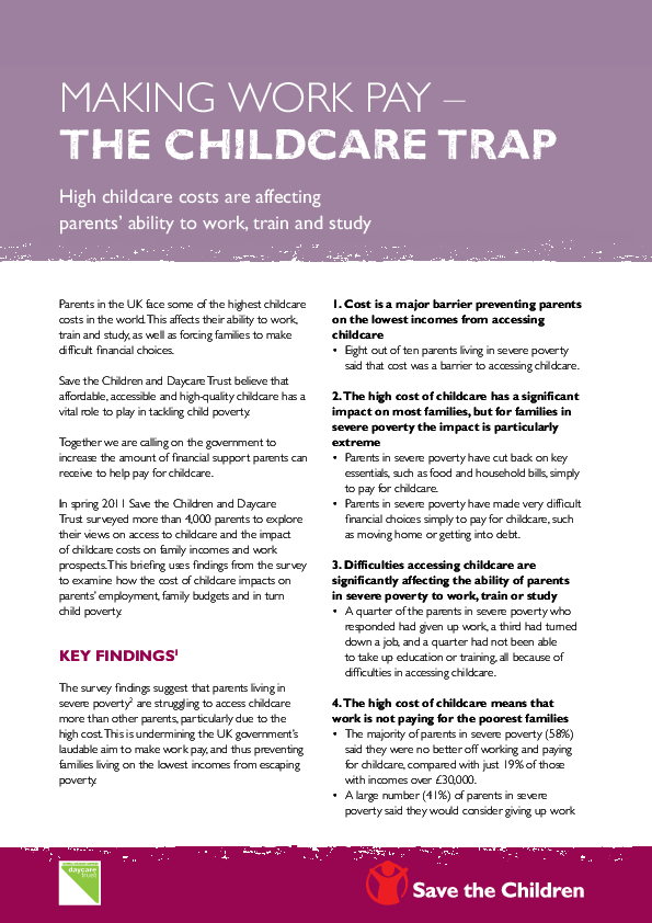Making Work Pay – Briefing | Save the Children’s Resource Centre