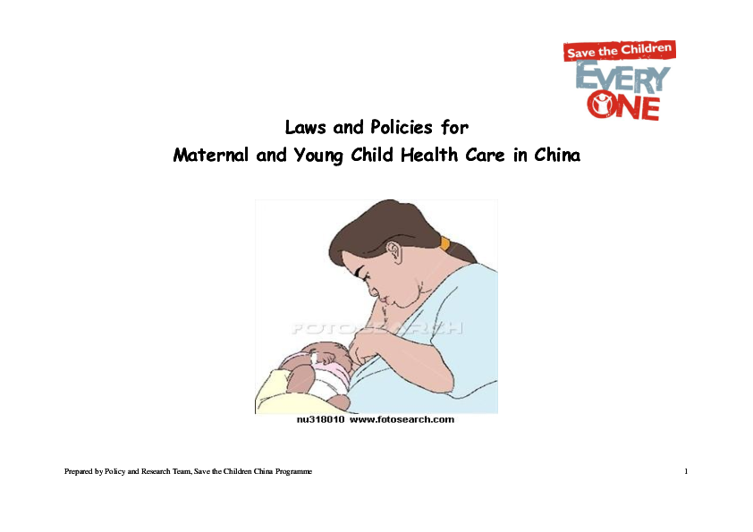 Laws and Policies for Maternal and Young Child Health Care in China ...