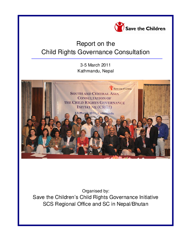 Report on the Child Rights Governance Consultation, Kathmandu, Nepal ...