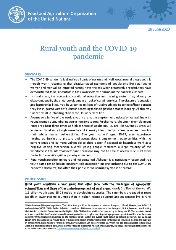 Rural Youth and the COVID-19 Pandemic | Save the Children’s Resource Centre