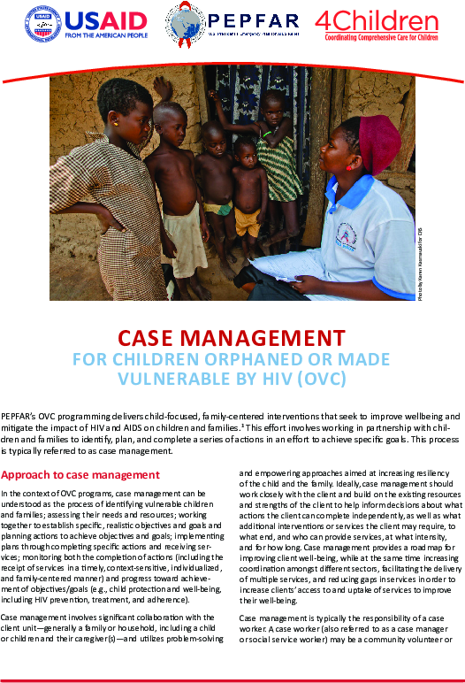 Case Management for Children Orphaned or Made Vulnerable by HIV (OVC ...
