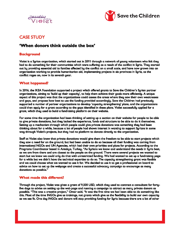 Case Study: Building an organisational structure | Save the Children’s ...