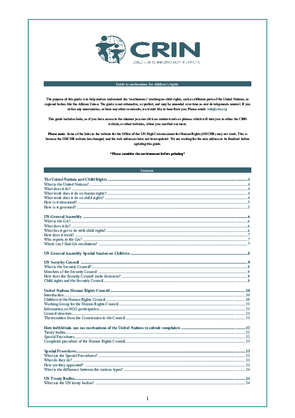 Guide to mechanisms for children’s rights | Save the Children’s ...