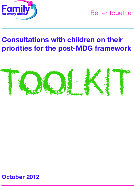Consultations with children on their priorities for the post-MDG framework: Toolkit | Save the ...
