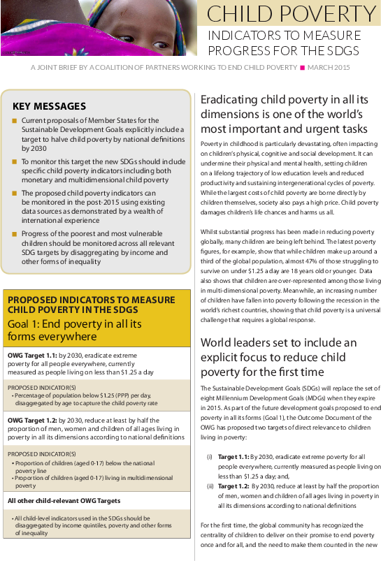 Child Poverty, Indicators to Measure Progress for the SDGs | Save the ...