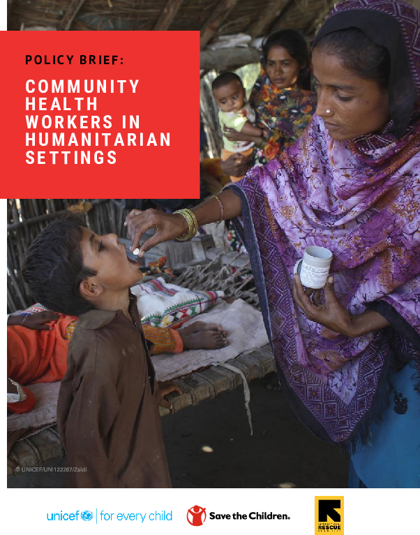 Policy Brief: Community Health Workers in Humanitarian Settings | Save ...