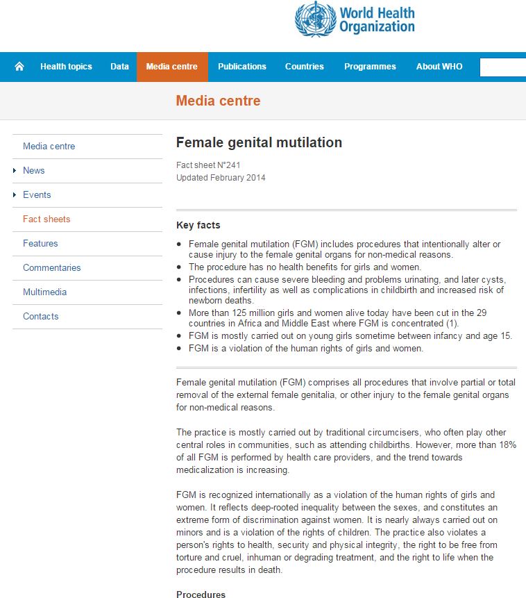 Female Genital Mutilation Factsheet | Save the Children’s Resource Centre