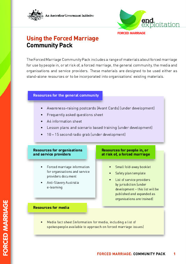 Forced Marriage Community Pack | Save the Children’s Resource Centre