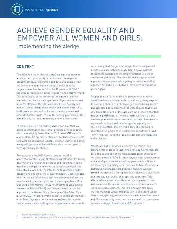 Achieve Gender Equality and Empower All Woman and Girls: Implementing ...