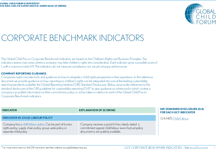Corporate Benchmark Indicators | Save the Children’s Resource Centre