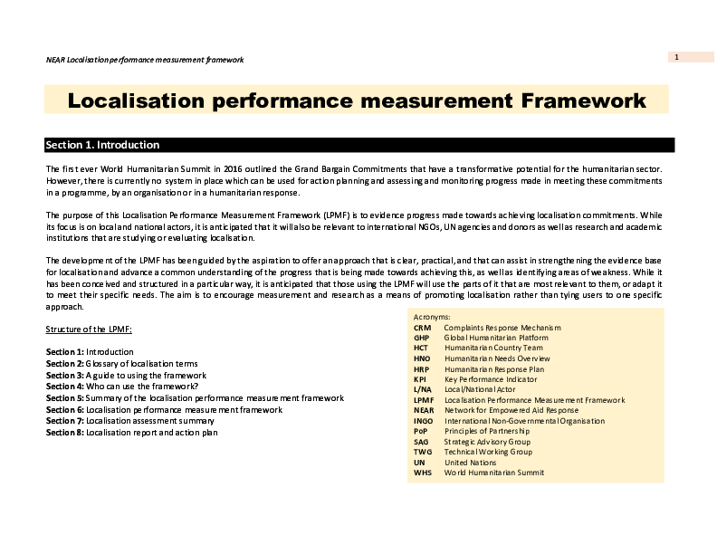 Localisation Performance Measurement Framework | Save the Children’s Resource Centre