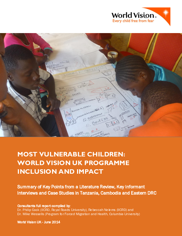 Most Vulnerable Children: World Vision Uk Programme Inclusion and ...