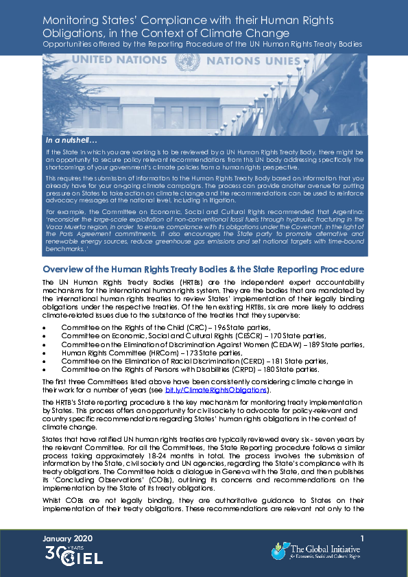 Opportunities Offered by the Reporting Procedure of the UN Human Rights ...