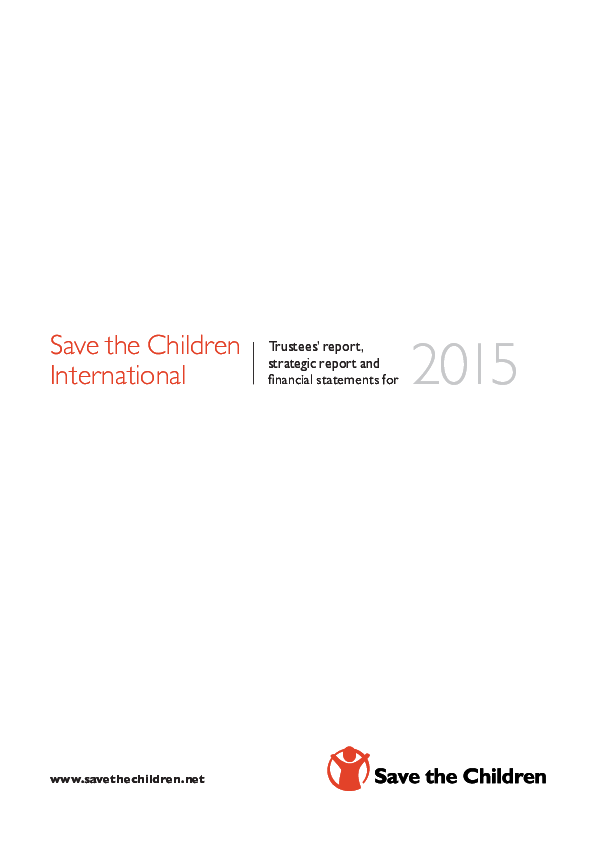 Save the Children International Trustees’ Report, Strategic Report, and ...