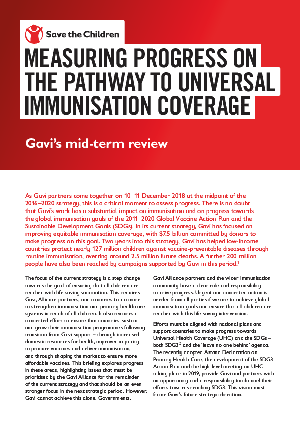 Measuring Progress on the Pathway to Universal Immunisation Coverage ...