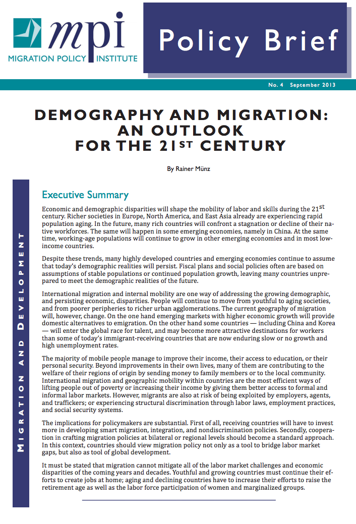 MPI Policy Brief: Demography and Migration: An outlook for the 21st ...