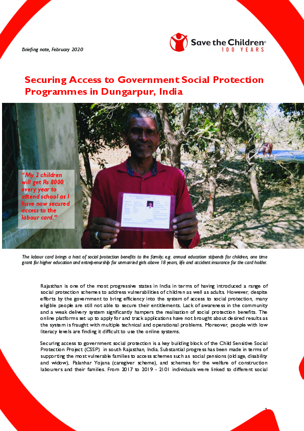 Briefing note: Securing Access to Government Social Protection ...