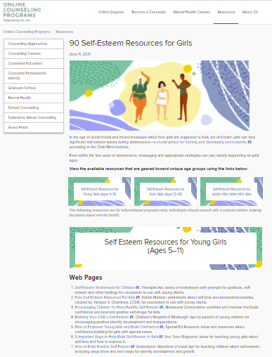 90 Self-Esteem Resources for Girls | Save the Children’s Resource Centre