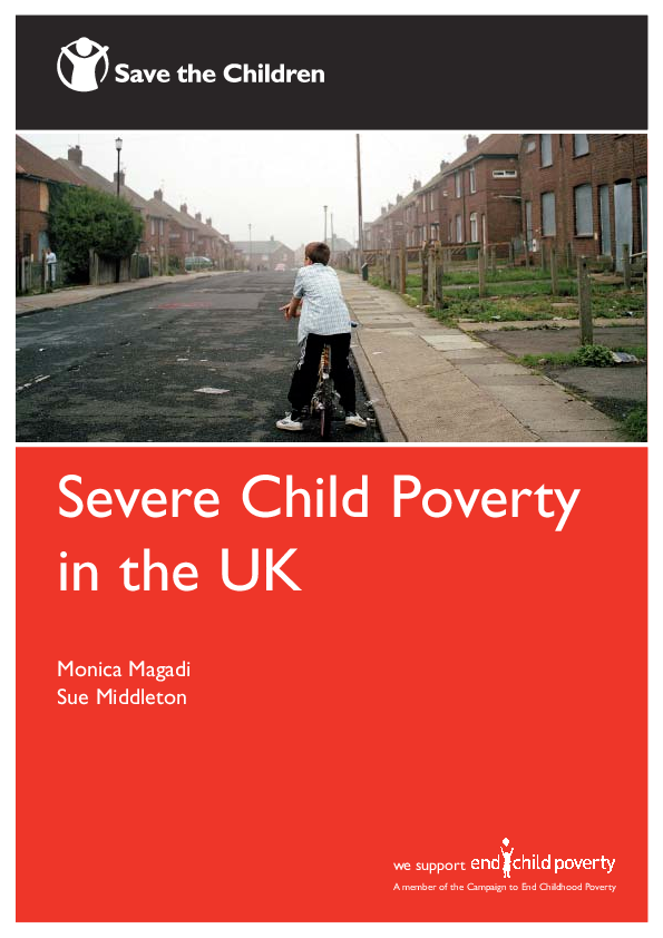 Severe Child Poverty in the UK | Save the Children’s Resource Centre