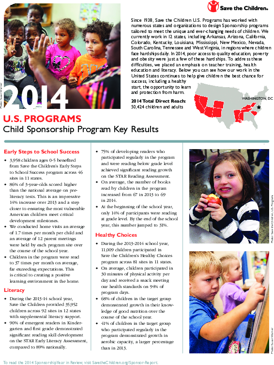 2014 U.S. Programs: Child sponsorship | Save the Children’s Resource Centre