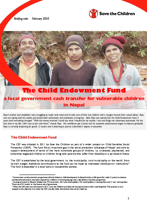 The Child Endowment Fund: A local government cash transfer for ...