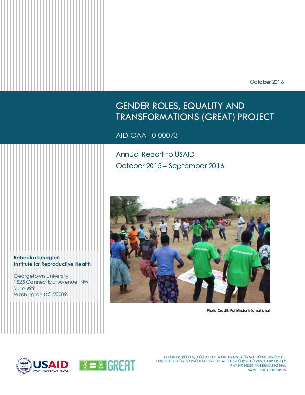 Gender Roles, Equality, and Transformations (GREAT) Project: Annual ...